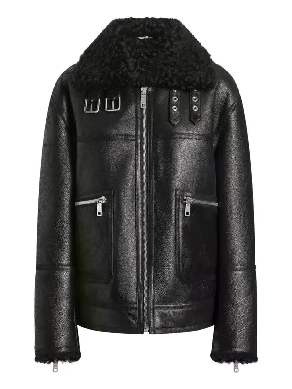 Dolce & Gabbana Shearling-collar Leather Jacket - Black
