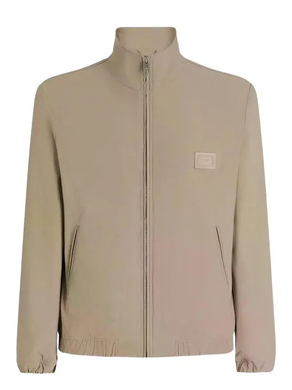Dolce & Gabbana Lightweight Jacket With Logo Patch - Neutrals
