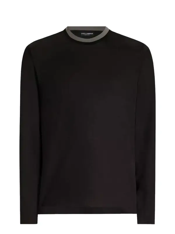 Dolce & Gabbana Contrast-trim Long-sleeve T-shirt - Black