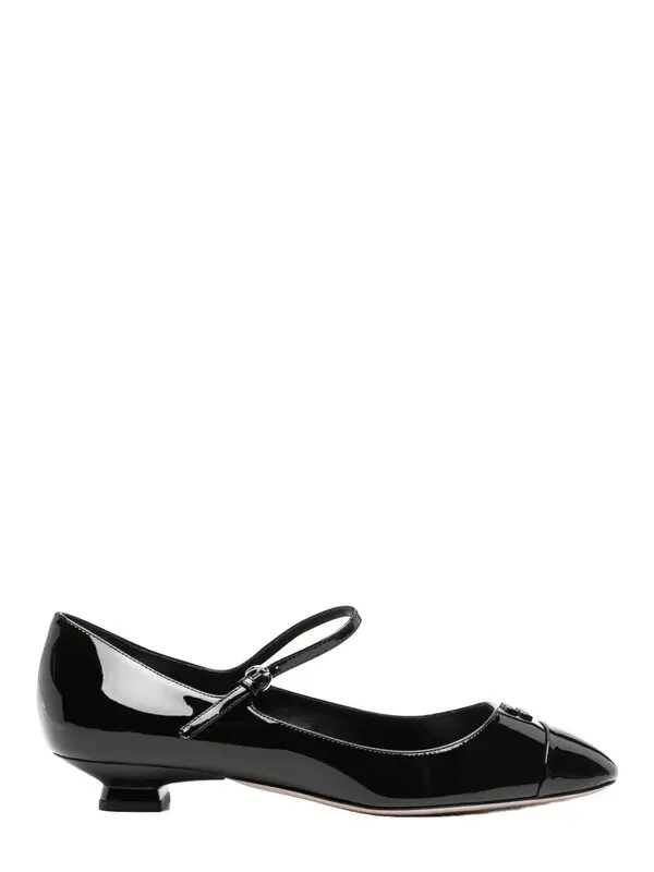 Miu Miu Logo-lettering Patent Ballerinas - Black
