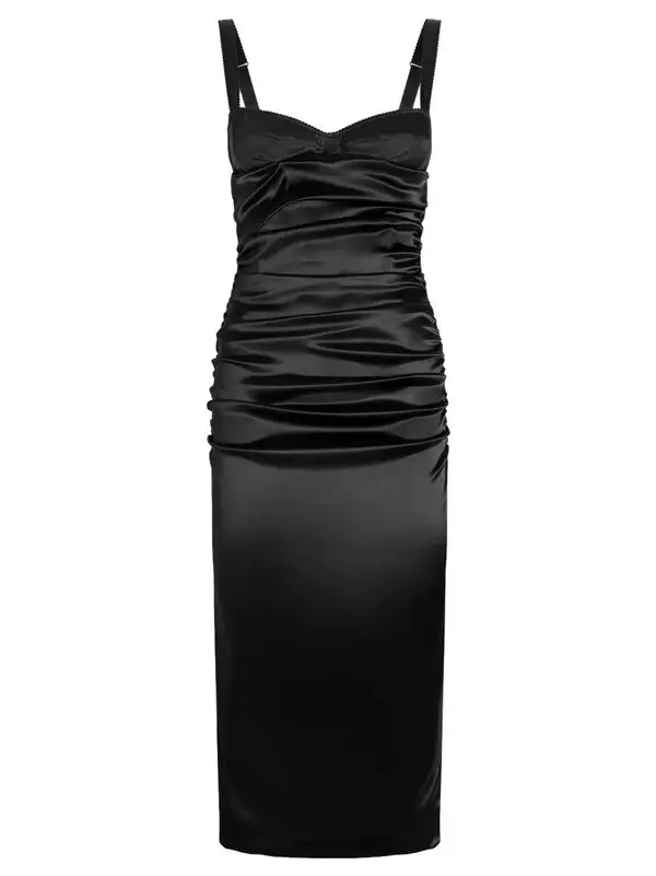 Dolce & Gabbana Ruched Satin Dress - Black