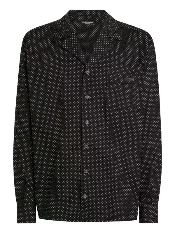 Dolce & Gabbana Polka-dot Revere Shirt - Black