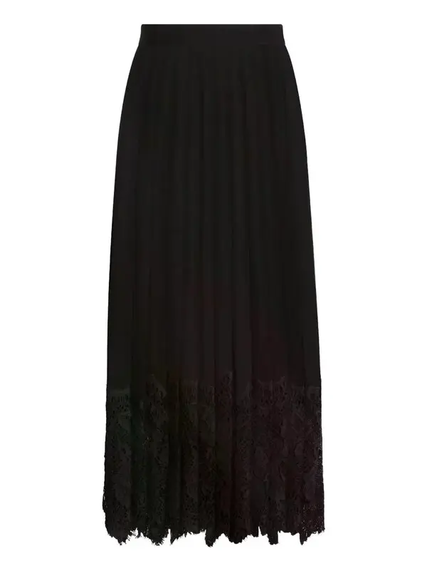 Dolce & Gabbana Lace-trim Pleated Midi Skirt - Black