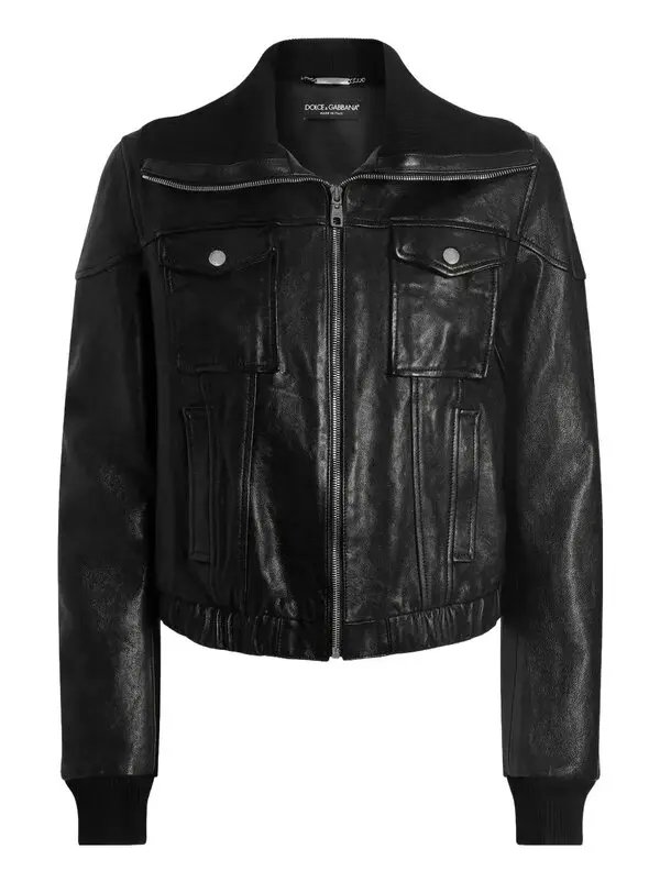 Dolce & Gabbana Bomber-style Leather Jacket - Black