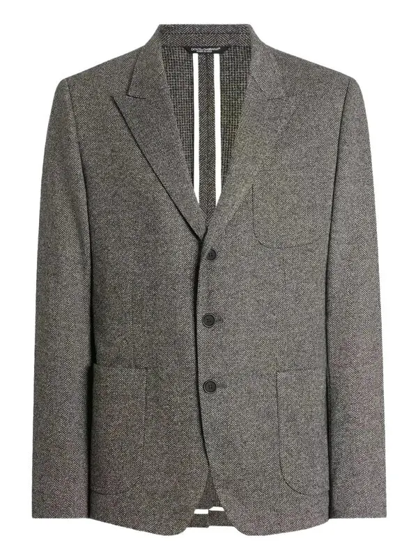 Dolce & Gabbana Single-breasted Herringbone Blazer - Grey