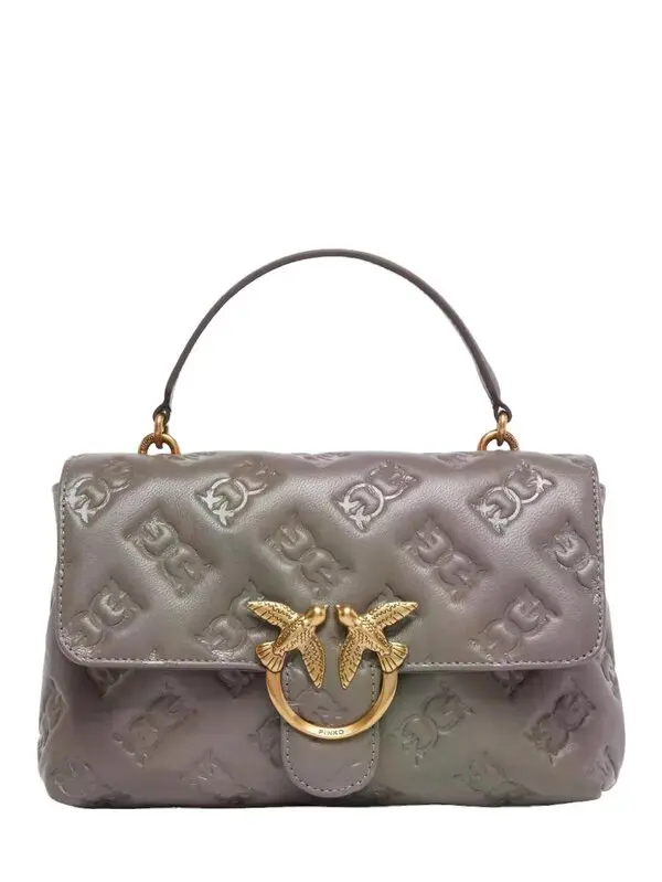 Pinko Love Birds Debossed Satchel - Grey
