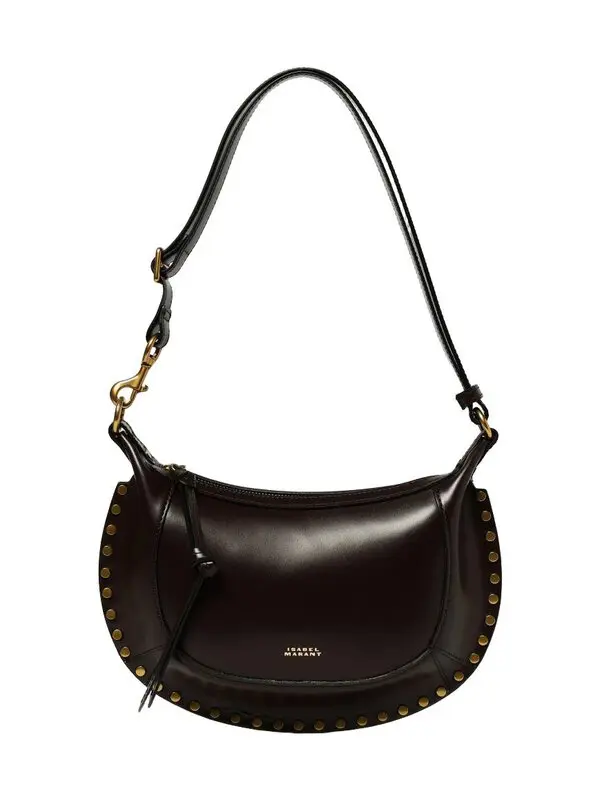 Isabel Marant Étoile Oskan Moon Studded Leather Shoulder Bag - Dark Chocolate