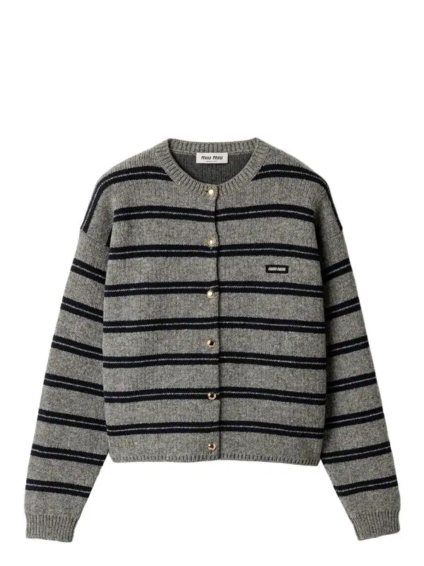 Miu Miu Shetland Knit Cardigan - Grey+blue