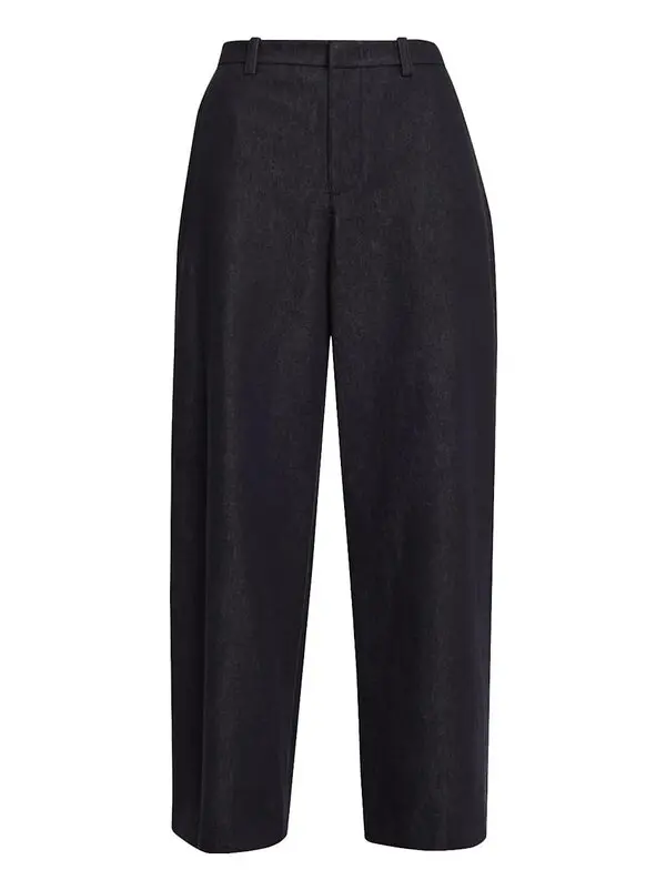 Vince High-rise Wide-leg Cotton-twill Pants - Deep Indigo