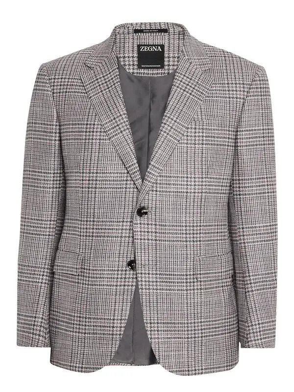 Zegna Glen Plaid Single-breasted Sport Coat - Silv Ck