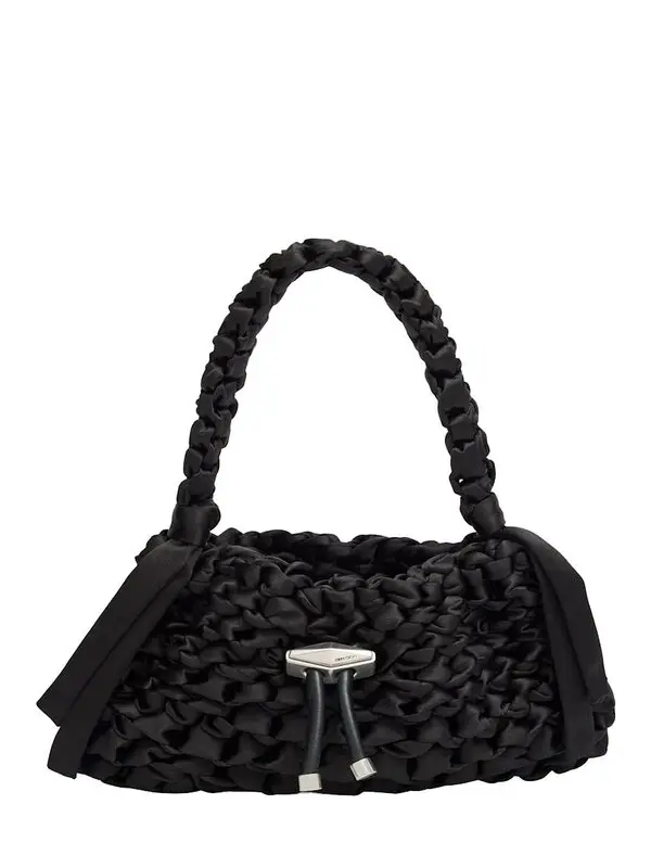 JIMMY CHOO Cinch Small Woven Top-handle Bag - Black/antique Silver