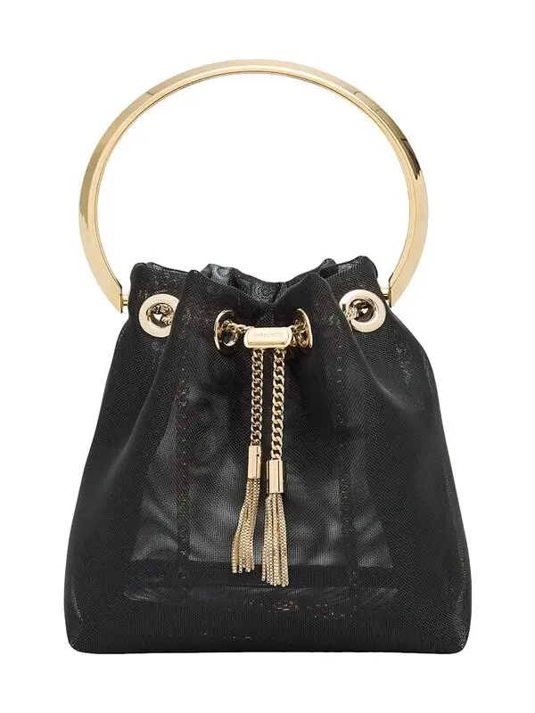 JIMMY CHOO Bon Bon Mesh Bucket Bag - Black/light Gold