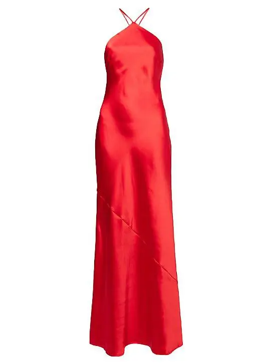 PRETTY LAVISH Yvette Halterneck Woven Maxi Dress - Red