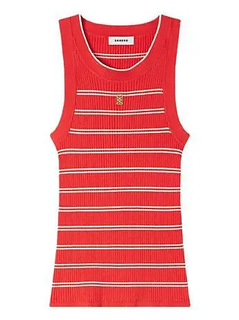 Sandro Stripe-print Knitted Vest Top - Red