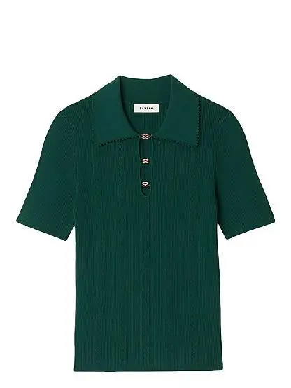 Sandro Knitted Polo Jumper - Dark Green