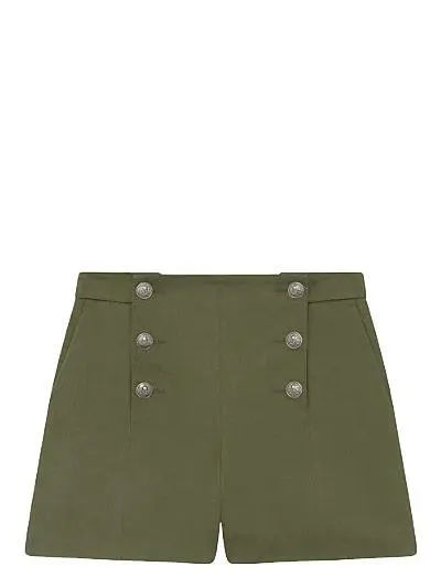 The Kooples Double-buttoned Cotton Shorts - Kaki