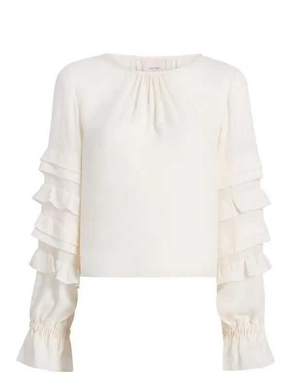 Cinq À Sept Anta Ruffled Long-sleeve Top - Ivory