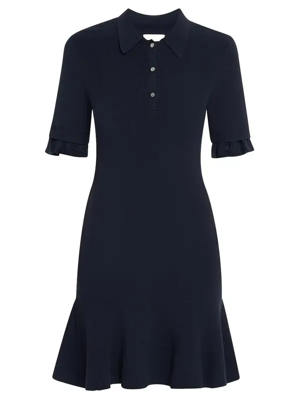Cinq À Sept Keaton Ribbed Polo Shirtdress - Navy