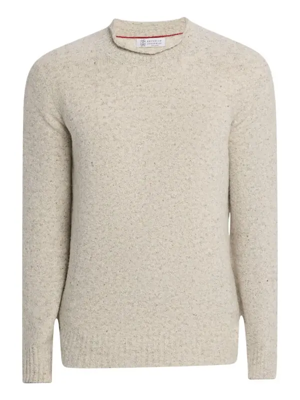 Brunello Cucinelli Wool-blend Mélange Crewneck Sweater - Light Grey