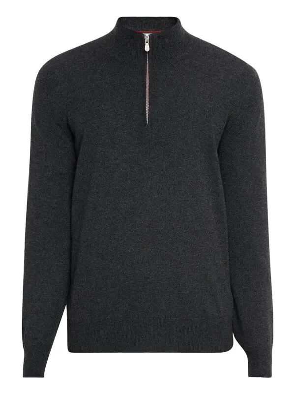 Brunello Cucinelli Cashmere Quarter-zip Sweater - Charcoal