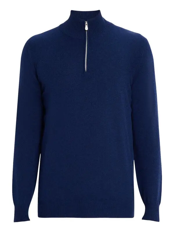 Brunello Cucinelli Cashmere Quarter-zip Sweater - Dark Blue