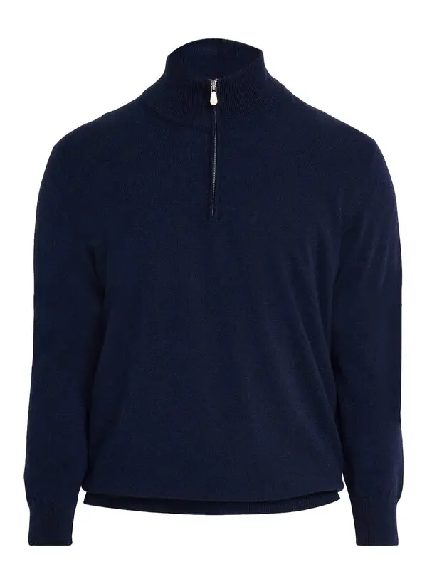 Brunello Cucinelli Cashmere Quarter-zip Sweater - Navy