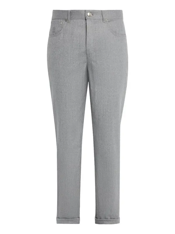 Brunello Cucinelli Wool Flannel Five-pocket Pants - Pearl Grey