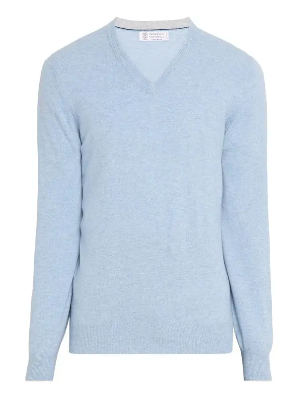 Brunello Cucinelli Cashmere V-neck Sweater - Cloud