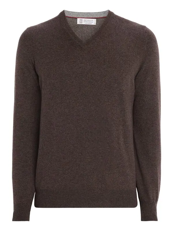 Brunello Cucinelli Cashmere V-neck Sweater - Dark Brown