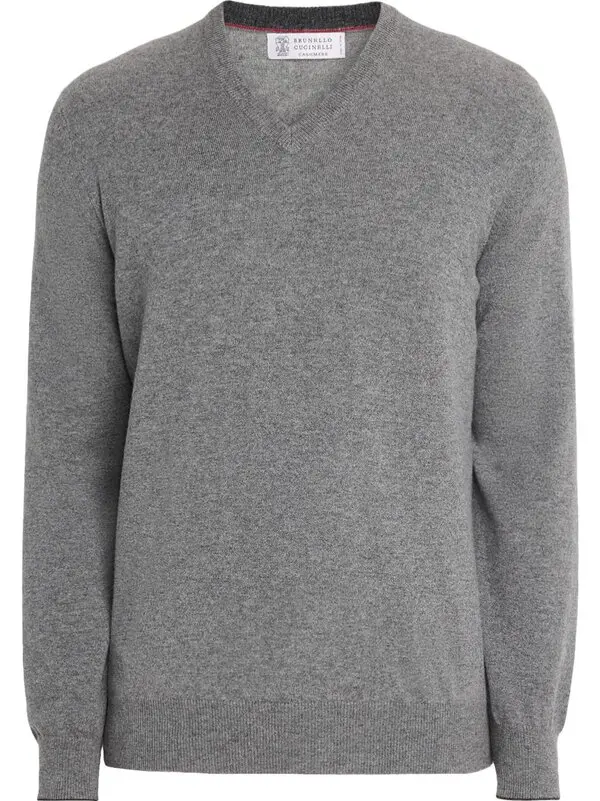 Brunello Cucinelli Cashmere V-neck Sweater - Dark Grey