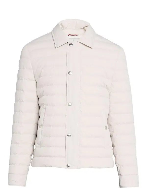 Brunello Cucinelli Snap Front Quilted Milano Jacket - Ice