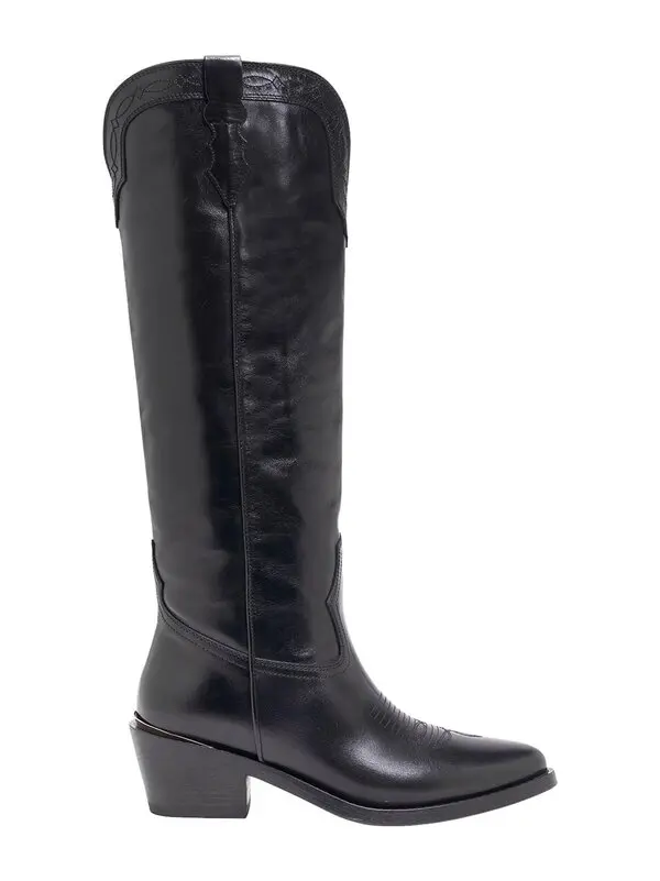 Partlow Selena Calfskin Tall Western Boots - Nero