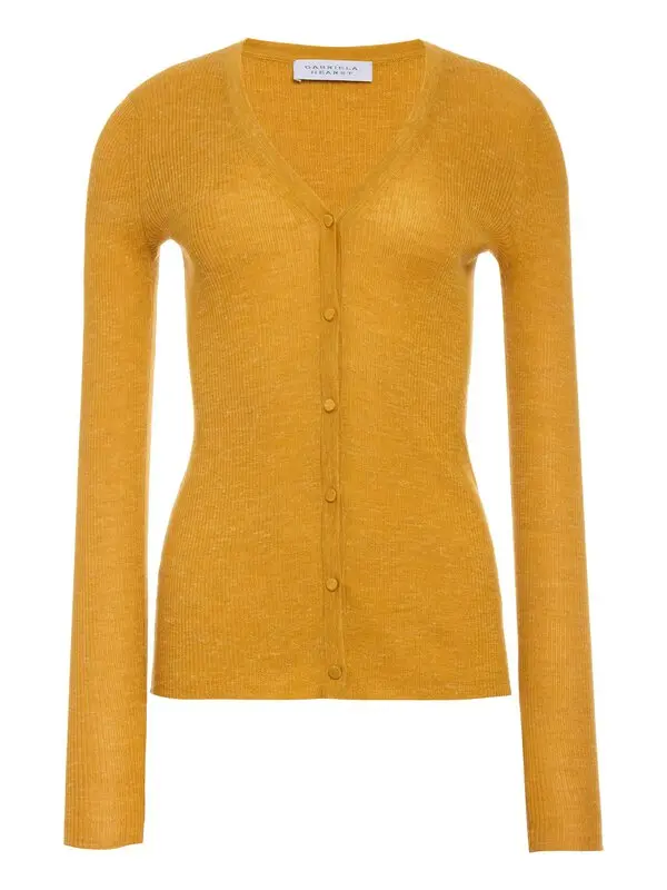 Gabriela Hearst Aiste Knit Caridigan Cashmere Silk Hemp - Golden Birch