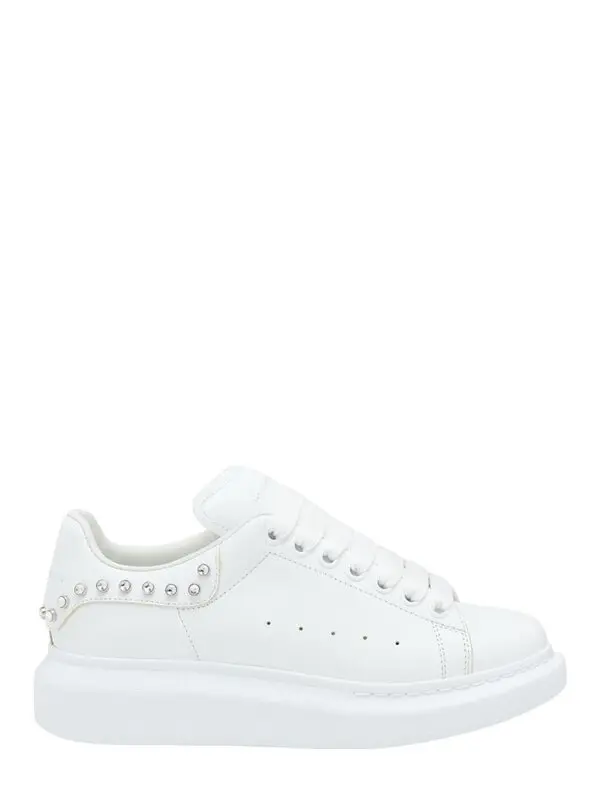 Alexander McQueen Oversized Rhinestone Sneakers - White/silver