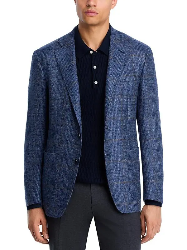 Canali Kei Plaid Trim Fit Sport Coat - Blue