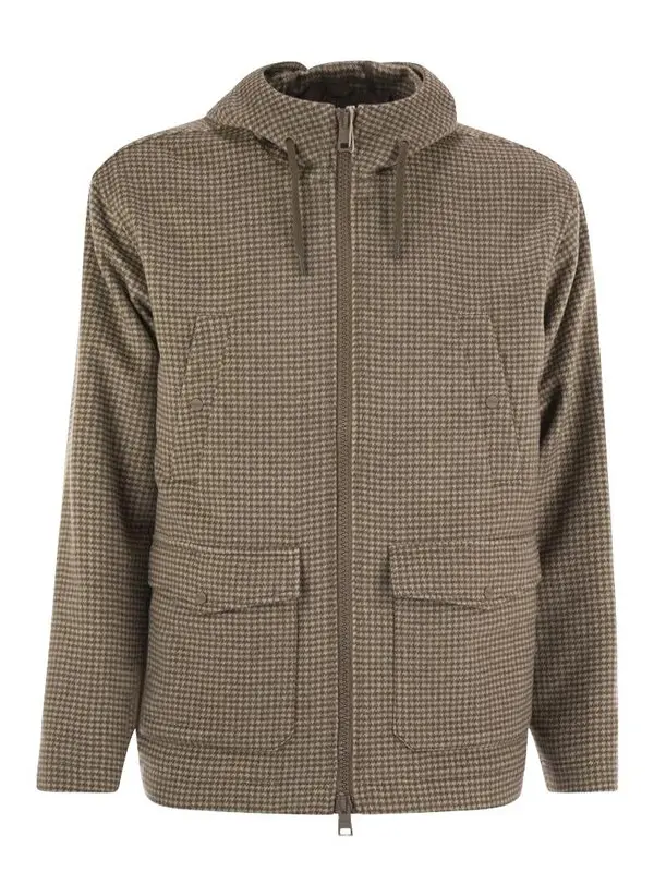 Herno Cashmere Houndstooth Field Jacket - Beige