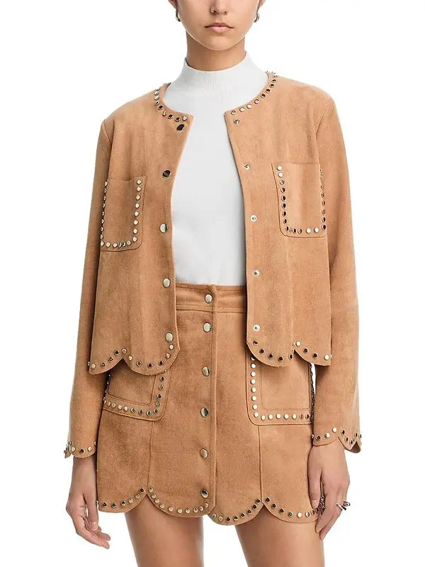 Aqua Faux Suede Jacket - Tan
