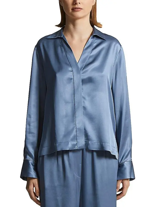 Peserico Satin Blouse - Reflection Blue