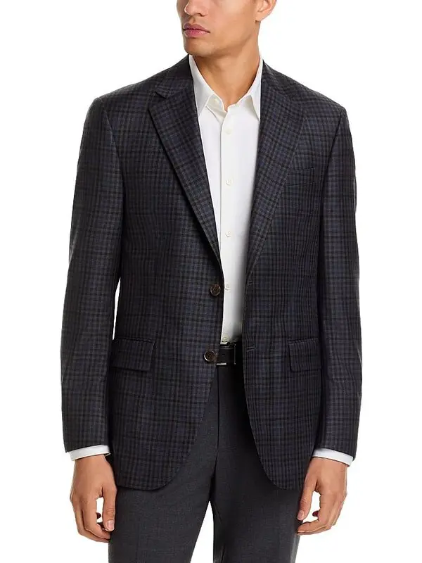 Peter Millar Flynn Check Windowpane Wool Sportscoat - Charcoal