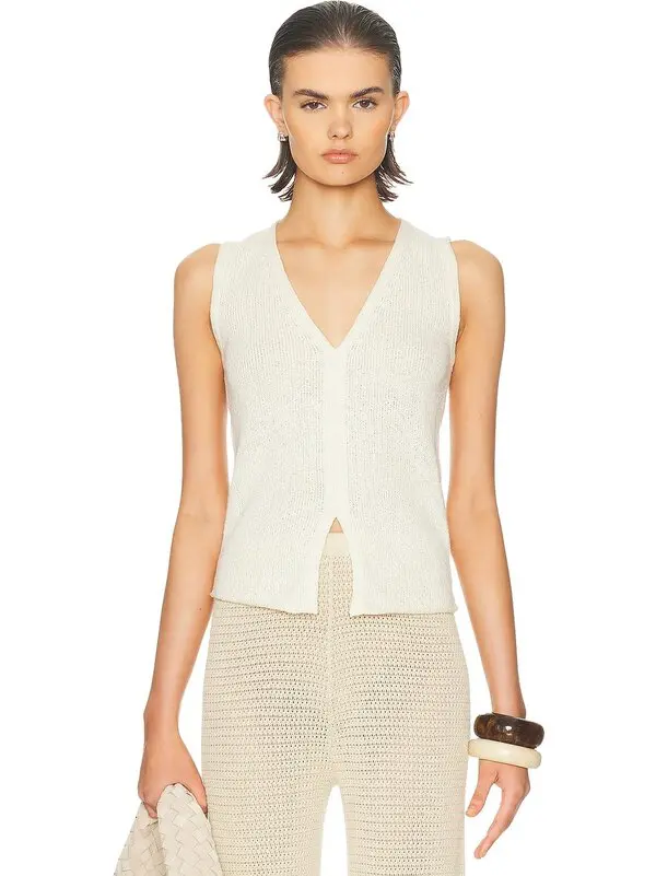 THE ELDER STATESMAN Nora Lite Split Hem Tank - Natural