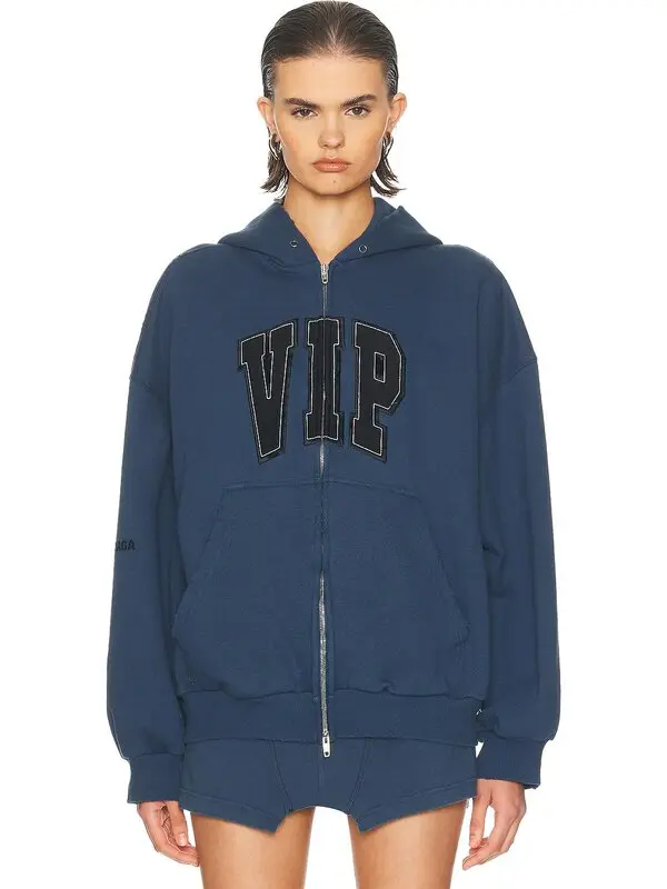 Balenciaga Shifted Zip-up Hoodie - Dark Blue