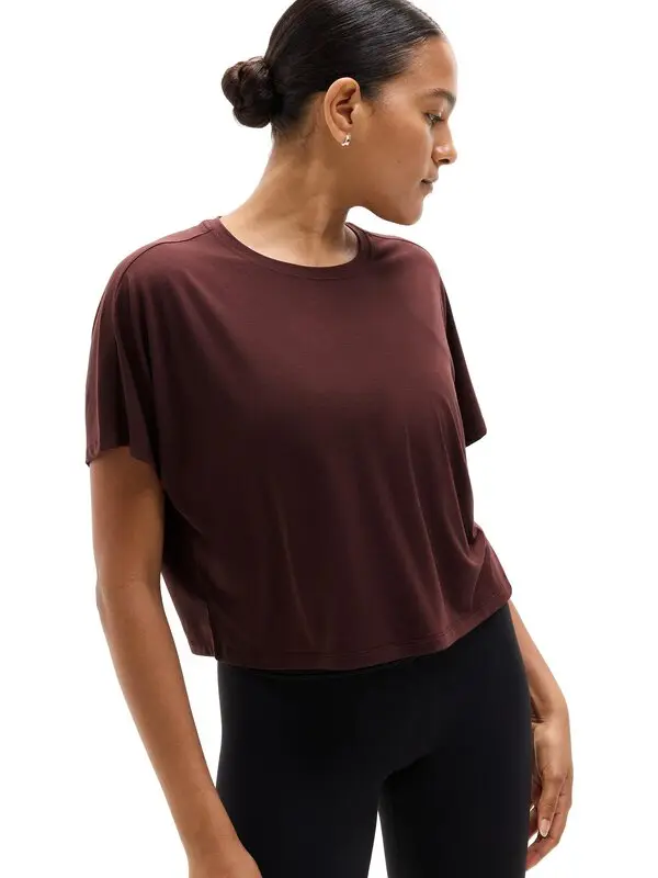 Athleta Relaxed Fit Crop Tee - Garnet