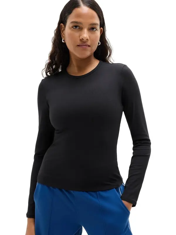 Athleta Ribbed Top - Black