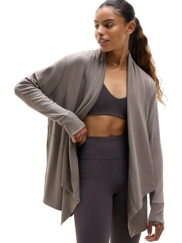 Athleta Pranayama Restore Wrap - Mortar Mushroom