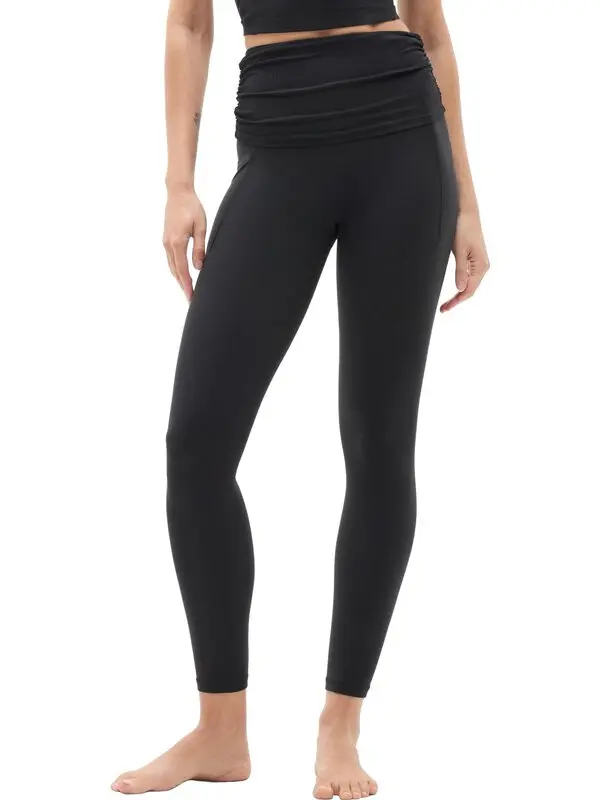 Athleta Salutation Stash Fold Over 7/8 Legging - Black
