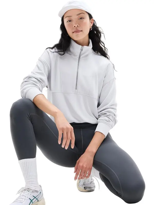 Athleta Seasoft Rib Quarter-zip Popover - Quartz
