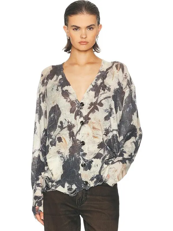 R13 Boyfriend Cardigan - Black & Cream Floral