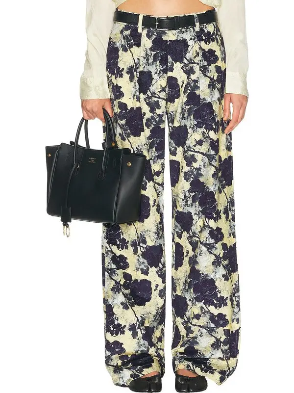R13 Double Pleat Trousers - Black & Cream Floral