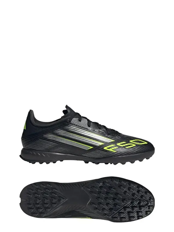 Adidas F50 League Turf Cleats - Core Black / Iron Metallic / Lucid Lemon