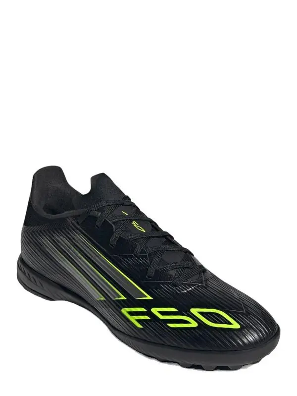 Adidas F50 League Turf Cleats - Core Black / Iron Metallic / Lucid Lemon